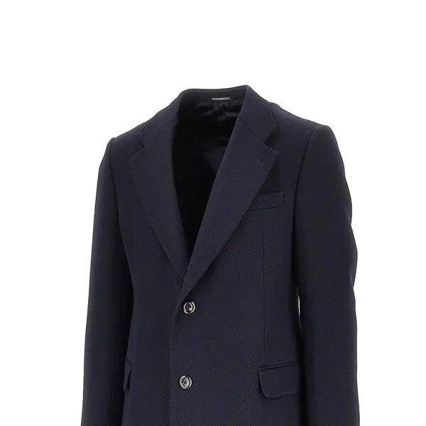 Emporio Armani Wool Tricotine Single-breasted Coat