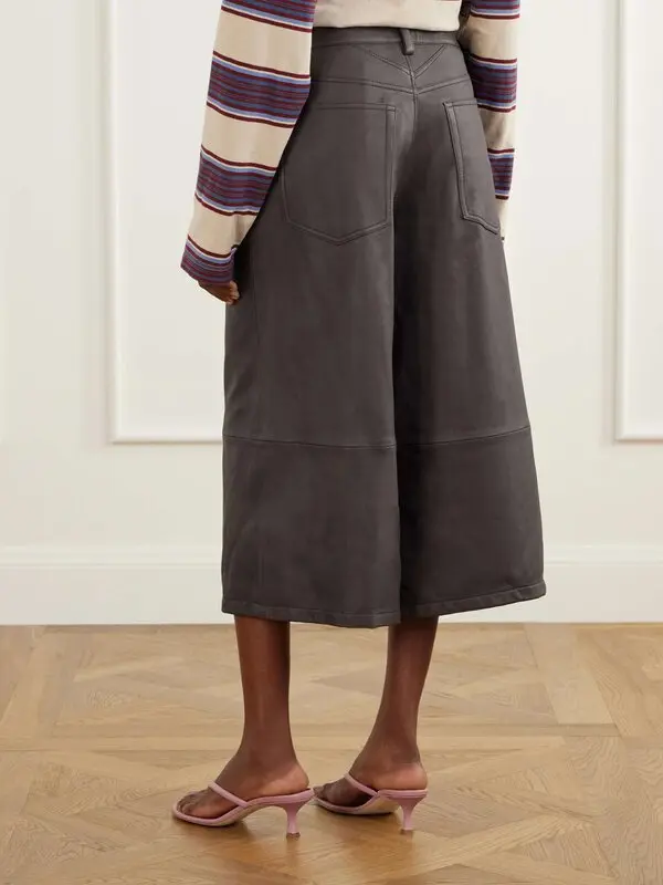 Staud Hunter Cropped Leather High-rise Wide-leg Pants