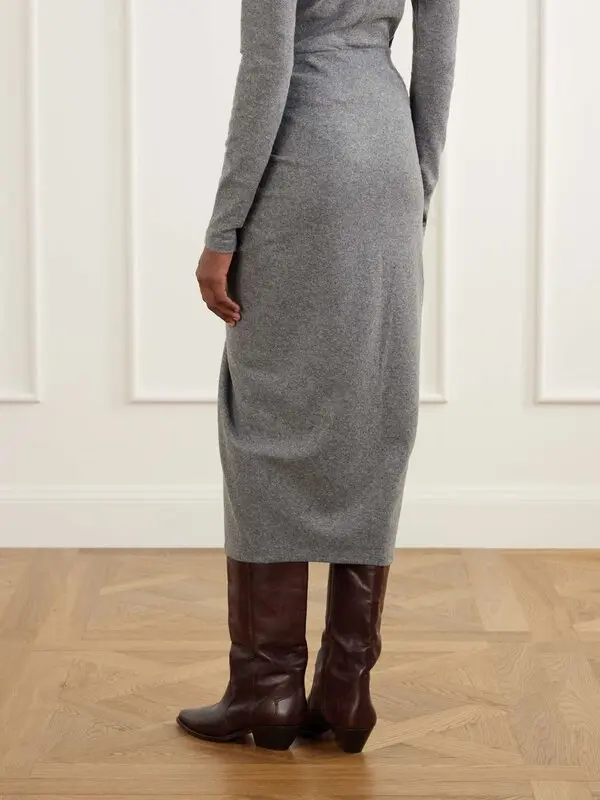 MARANT ETOILE Jeldia Gathered Draped Stretch Midi Skirt