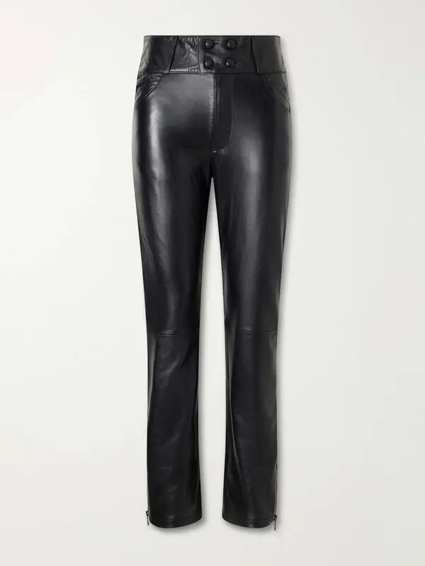 BLAZÉ MILANO Darryl Leather High-rise Straight-leg Pants