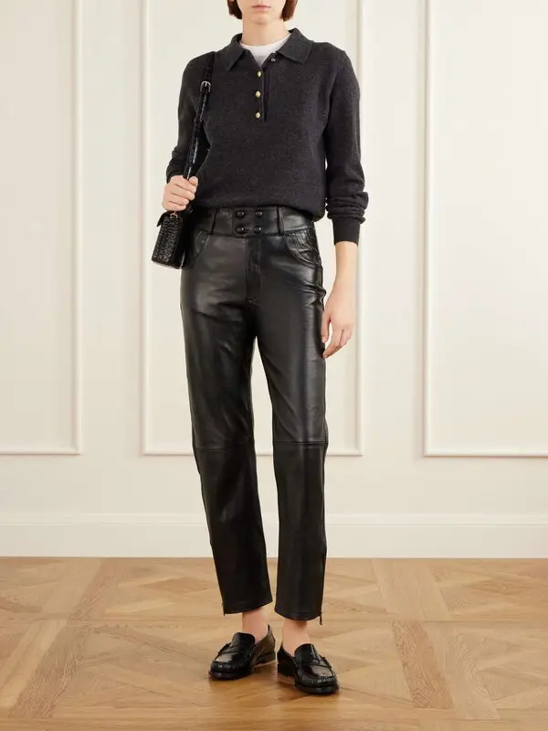 BLAZÉ MILANO Darryl Leather High-rise Straight-leg Pants