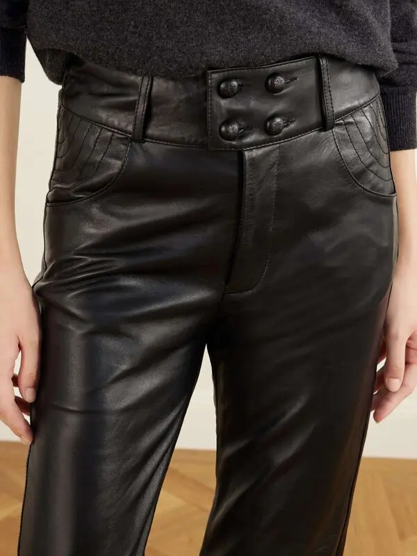 BLAZÉ MILANO Darryl Leather High-rise Straight-leg Pants