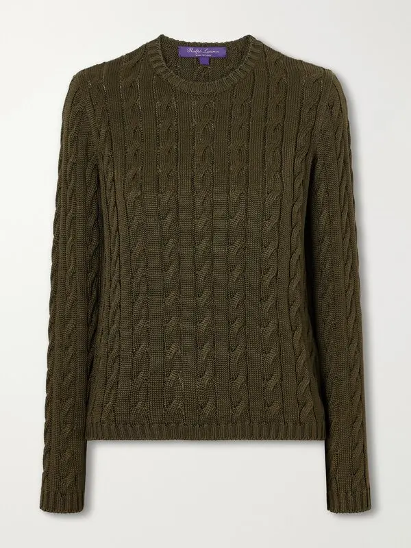 Ralph Lauren Cable-knit Silk-blend Sweater - Green