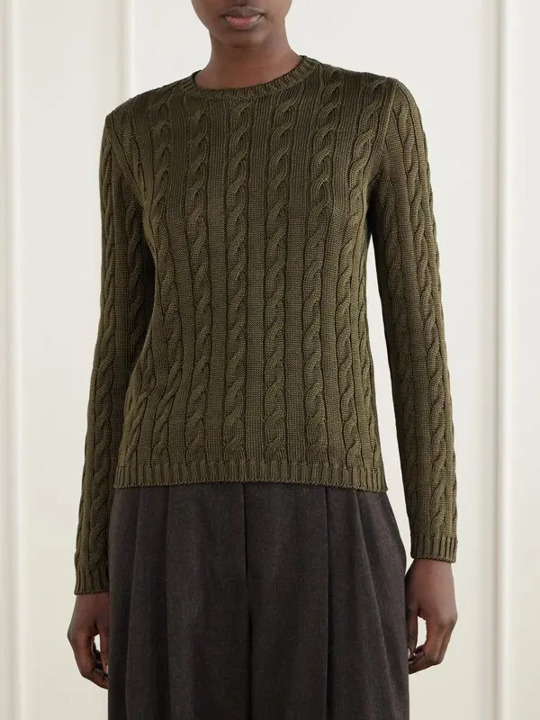 Ralph Lauren Cable-knit Silk-blend Sweater - Green