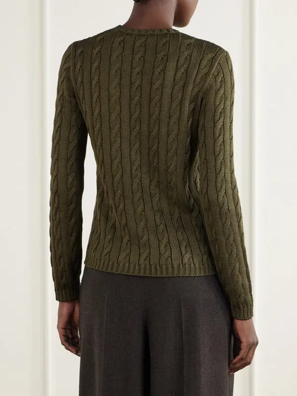 Ralph Lauren Cable-knit Silk-blend Sweater - Green