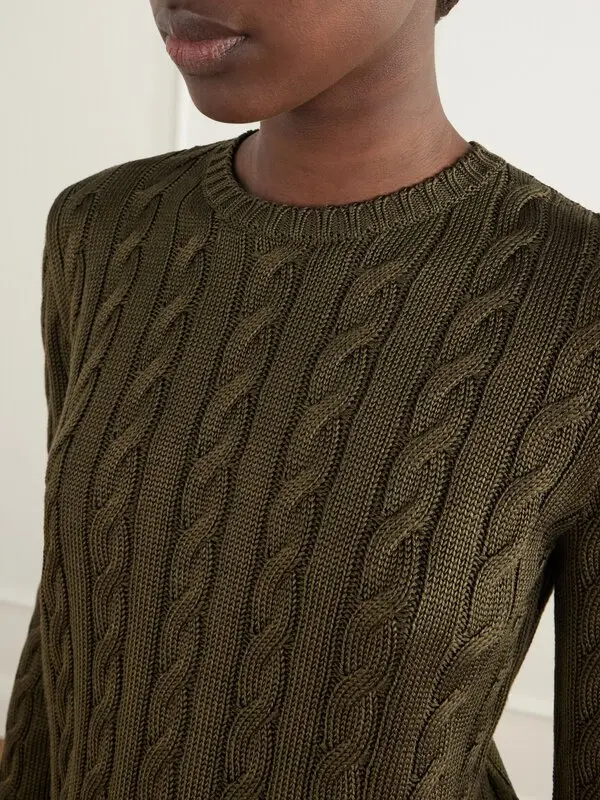 Ralph Lauren Cable-knit Silk-blend Sweater - Green