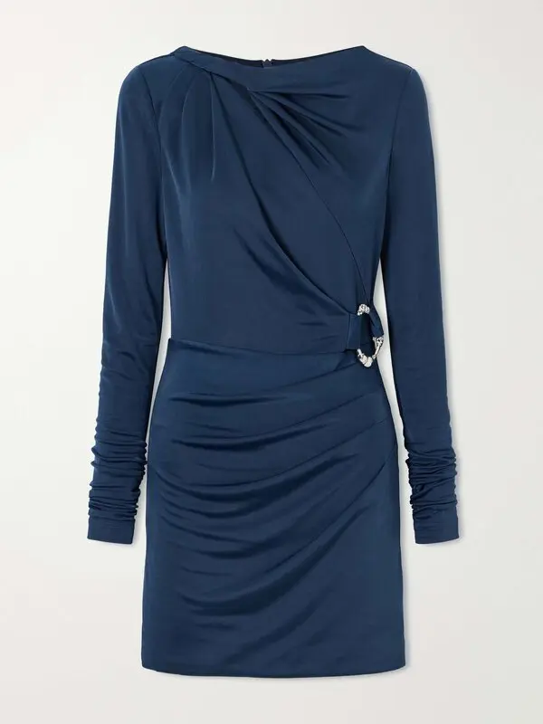 Rebecca Vallance Kiana Embellished Gathered Stretch Mini Dress - Teal