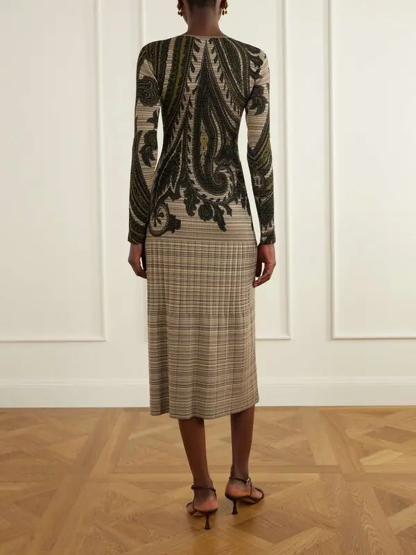 Etro Printed Ribbed-knit Midi Dress