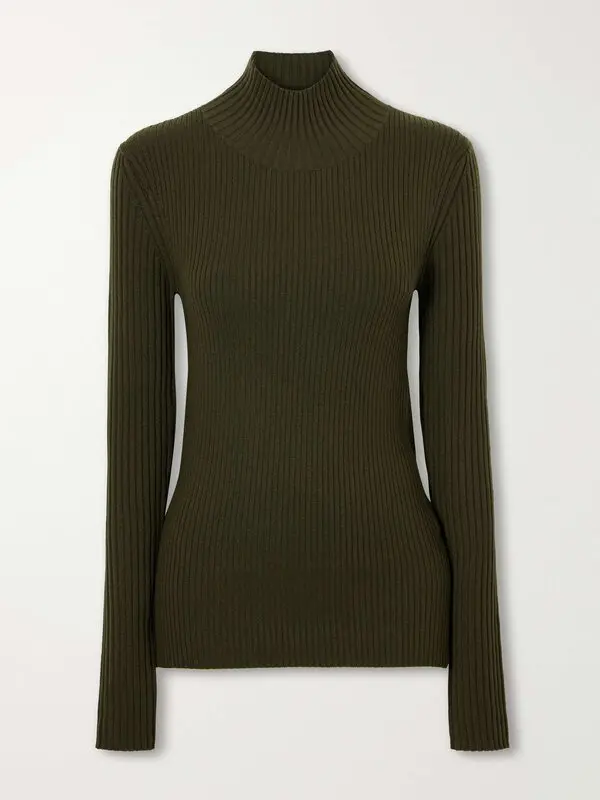 Victoria Beckham Ribbed Wool-blend Turtleneck