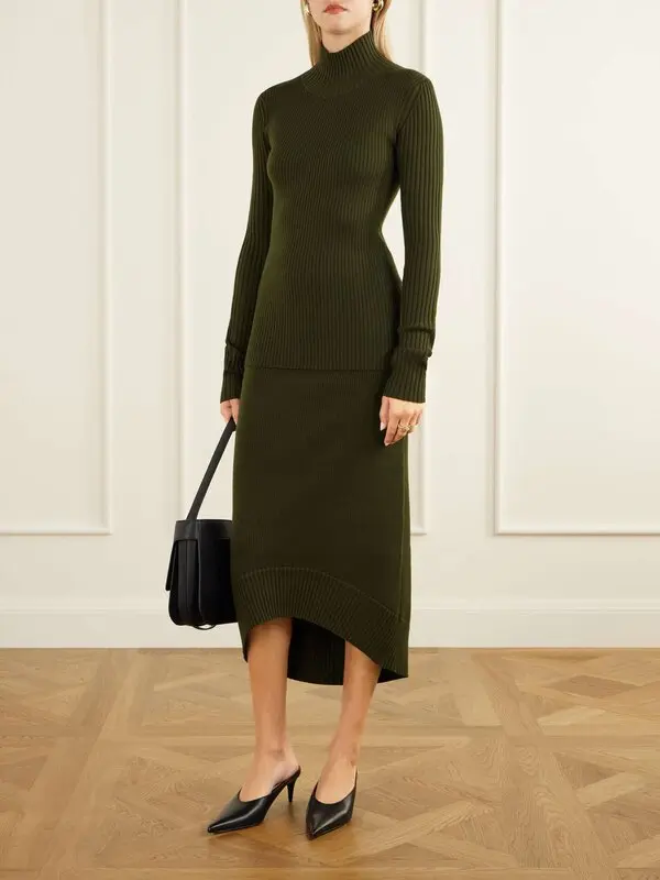 Victoria Beckham Ribbed Wool-blend Turtleneck