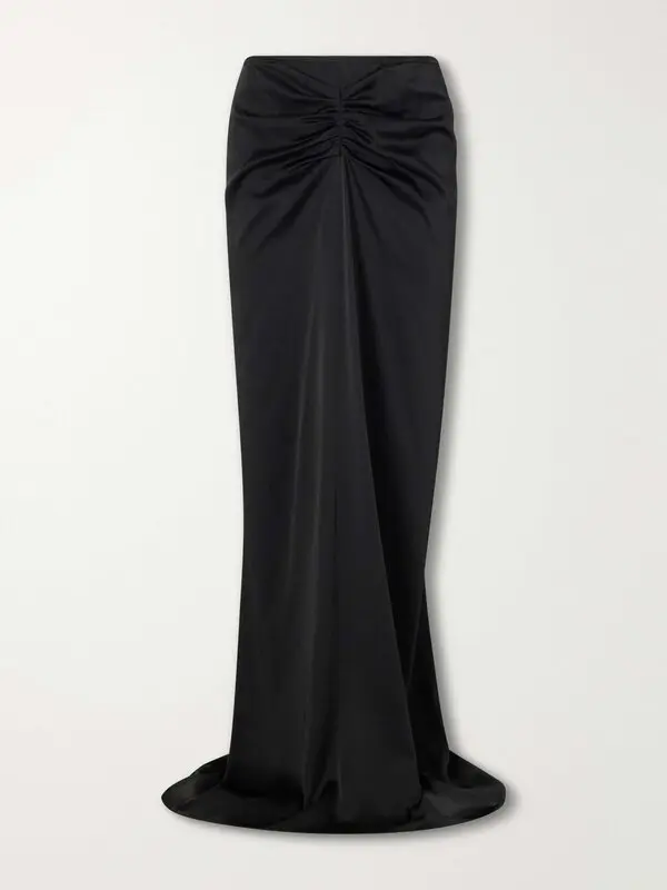Victoria Beckham Isabella Gathered Satin Maxi Skirt - Black