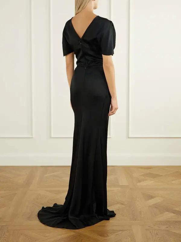 Victoria Beckham Isabella Gathered Satin Maxi Skirt