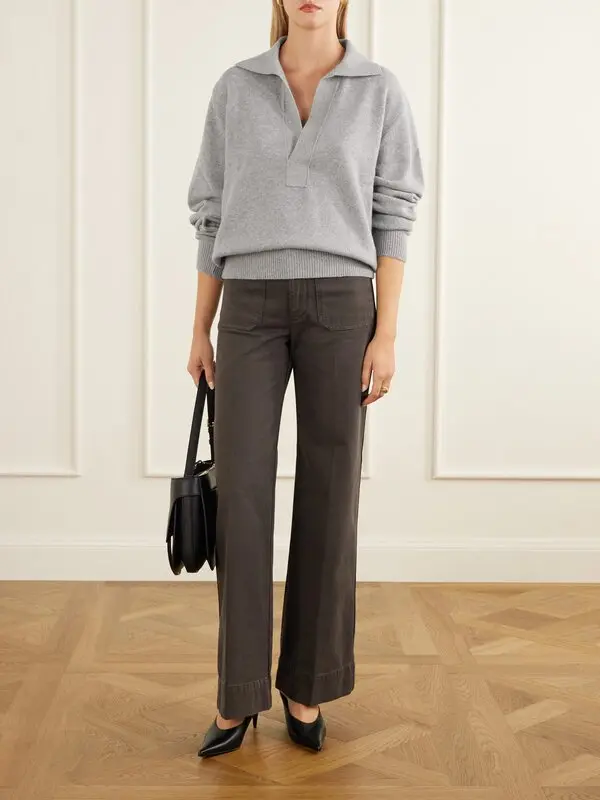 Victoria Beckham Genevieve Wool And Cashmere-blend Sweater - Gray
