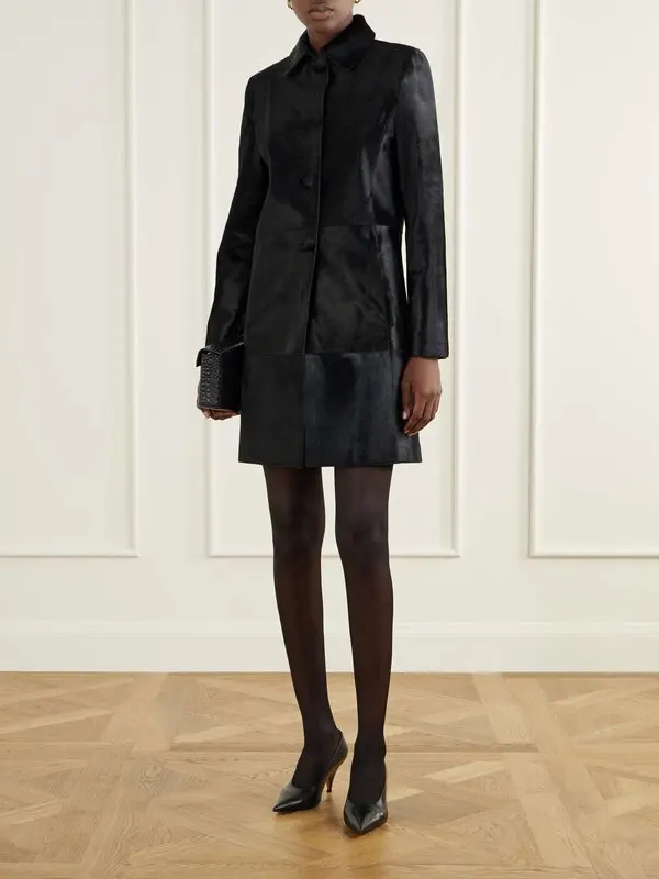Nour Hammour Stella Paneled Calf Hair Coat