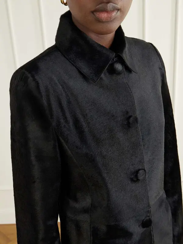 Nour Hammour Stella Paneled Calf Hair Coat