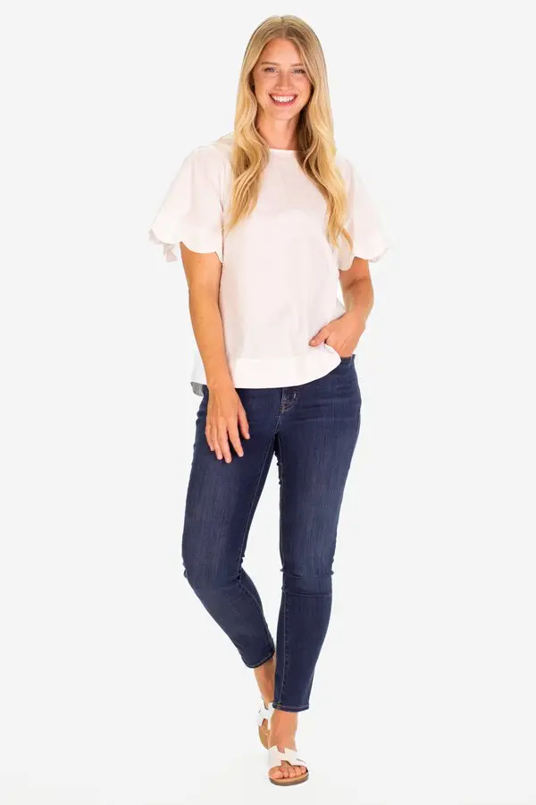 DUFFIELD LANE The Feye Flutter Sleeve - White Stretch