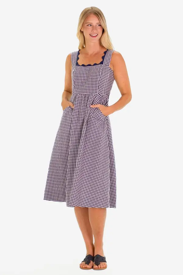 DUFFIELD LANE The Ricrac Wendy Dress - Navy Gingham