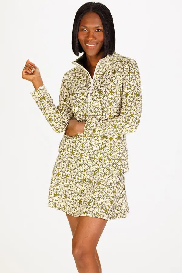 DUFFIELD LANE Active Everett Quarter Zip - Green Tile