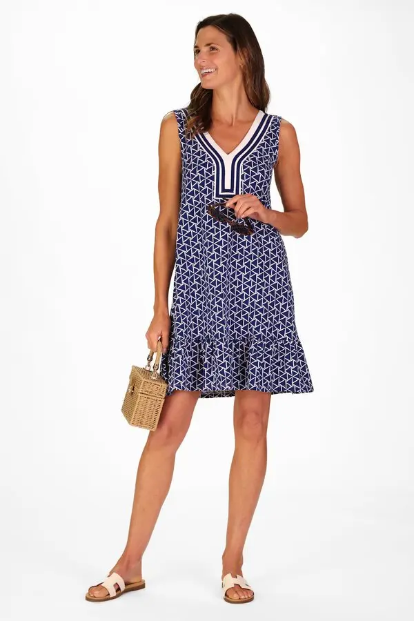 DUFFIELD LANE Daisy Dress - Navy Flags