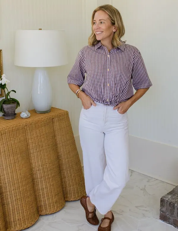 DUFFIELD LANE Livvy Top - Brown Gingham