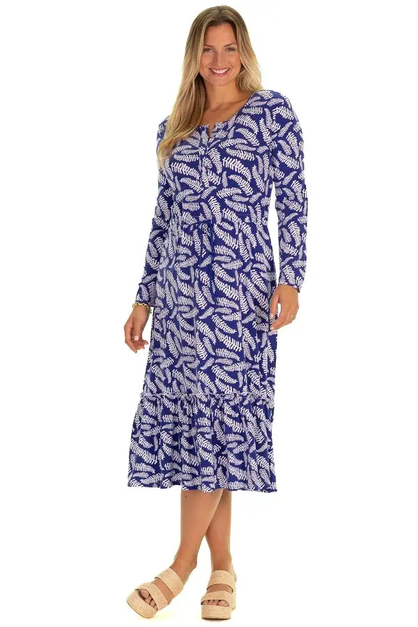 DUFFIELD LANE The Mosa Midi Dress - Blue Fern