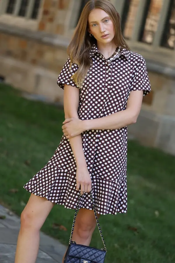 DUFFIELD LANE Elsie Dress - Chocolate Gingham