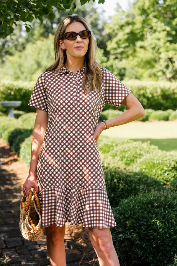 DUFFIELD LANE Elsie Dress - Chocolate Gingham