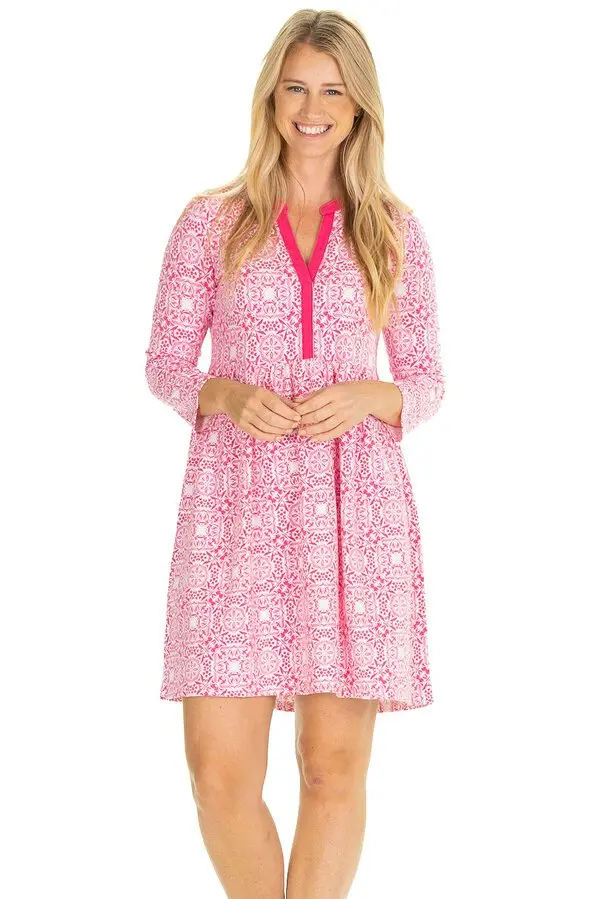 DUFFIELD LANE The Glenda Dress - Raspberry Medallion