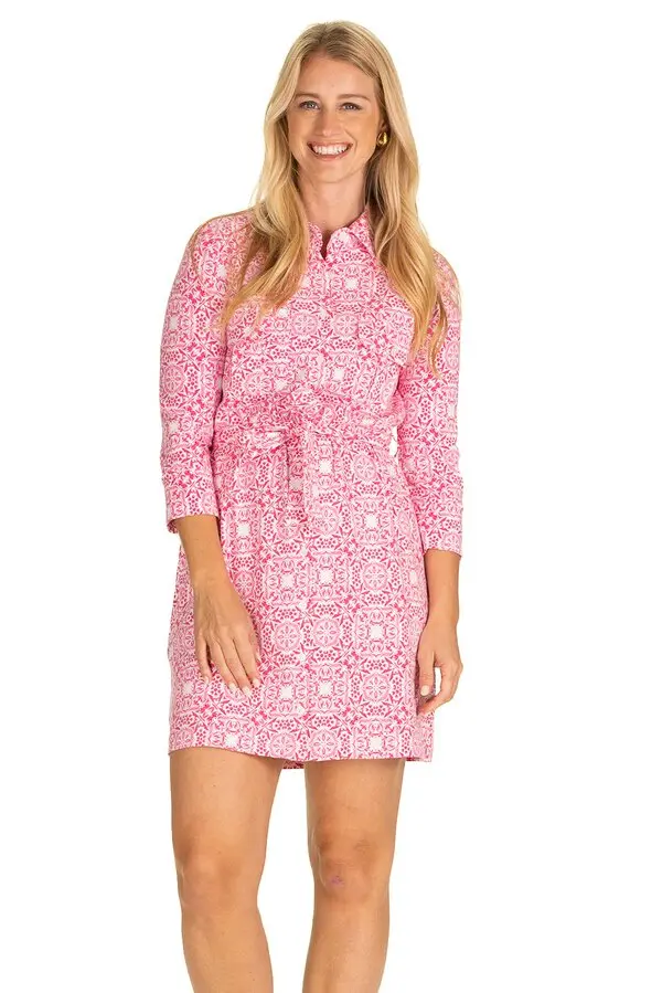 DUFFIELD LANE The Handley Dress - Raspberry Medallion Print