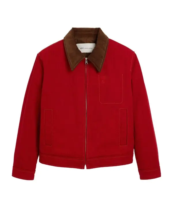 AMI Paris Zip-up Padded Jacket - Ruby Red