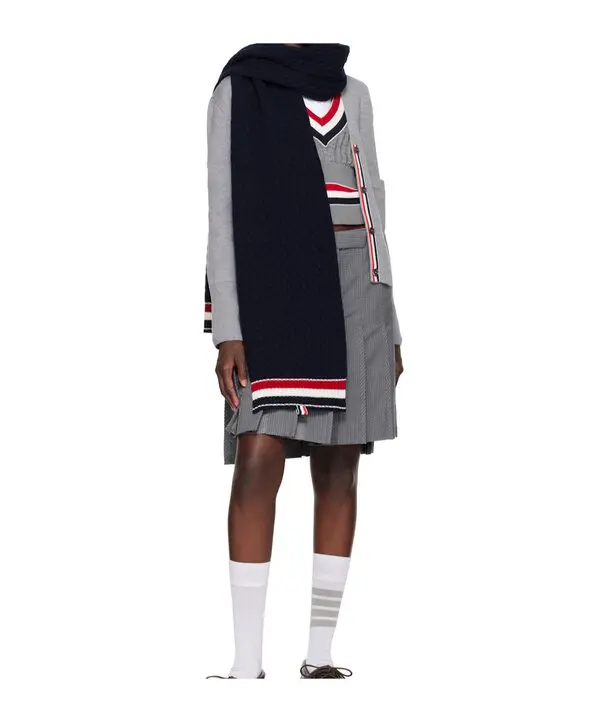 Thom Browne Cable Knit Wool Scarf
