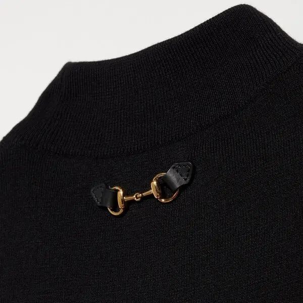 Gucci Fine Rib Knit Wool Dress With Horsebit