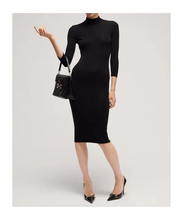 Gucci Fine Rib Knit Wool Dress With Horsebit