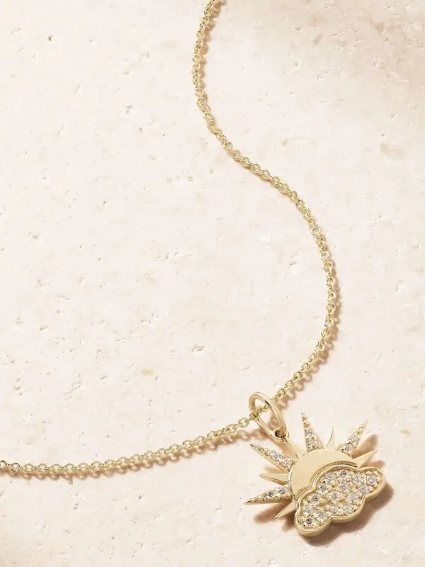 SYDNEY EVAN Sun And Cloud 14-karat Diamond Necklace - Gold