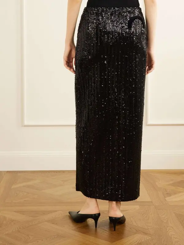 BLAZÉ MILANO All About You Malaya Sequin-embellished Midi Skirt