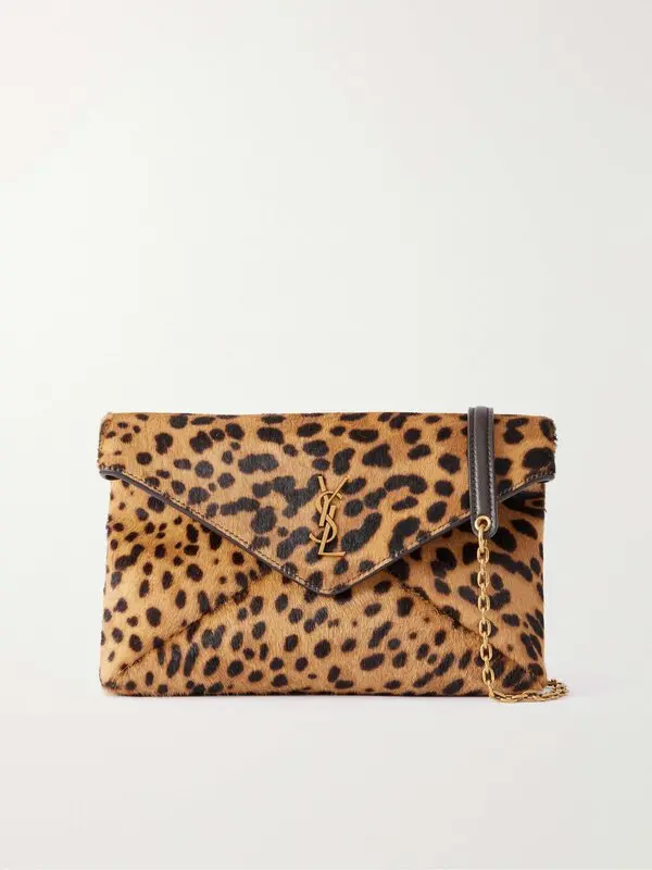 Saint Laurent Cassandre Animal-print Calf Hair Shoulder Bag