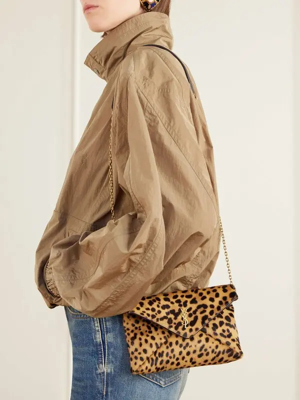 Saint Laurent Cassandre Animal-print Calf Hair Shoulder Bag