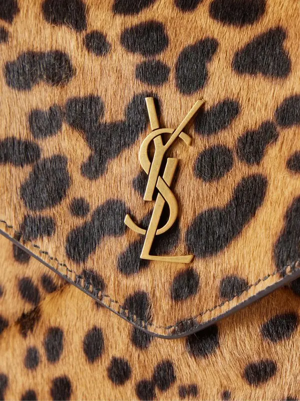 Saint Laurent Cassandre Animal-print Calf Hair Shoulder Bag