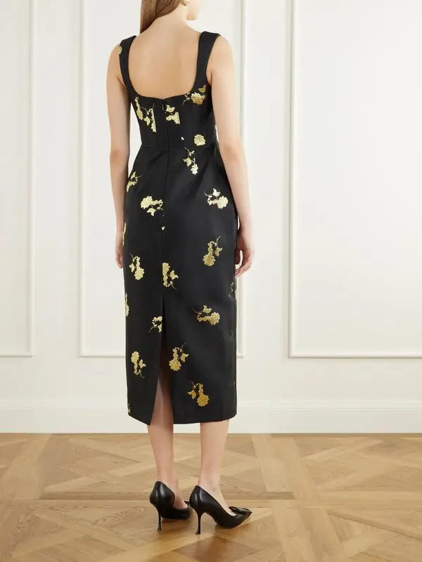 Rebecca Vallance Mariya Floral-embroidered Bustier Midi Dress