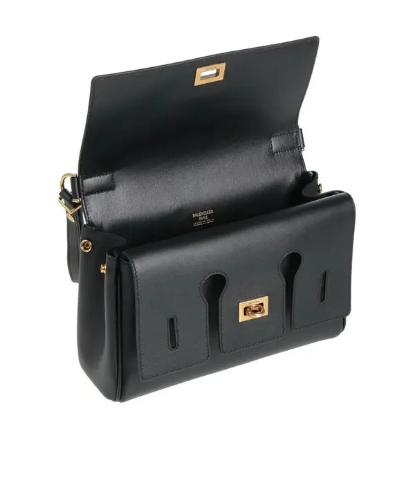 Balenciaga Medium-sized Solid-color Leather Shoulder Bag