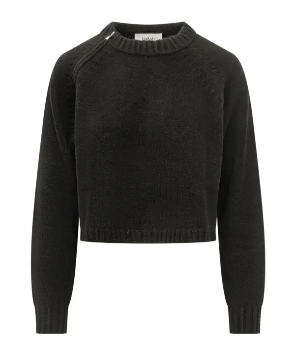 Ba&sh Corvy Cropped Knitted Sweater - Black
