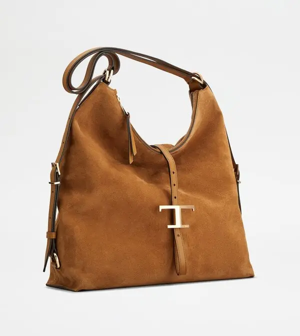 TOD'S T Timeless Suede Tote Bag - Brown