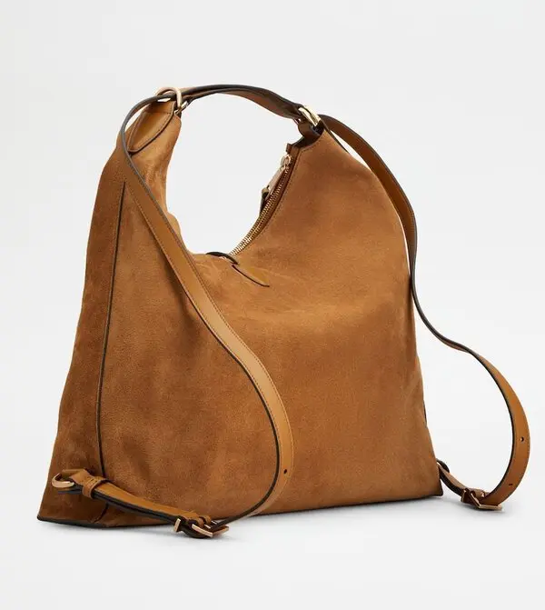 TOD'S T Timeless Suede Tote Bag - Brown