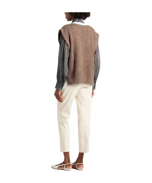 Brunello Cucinelli Vneck Shortsleeve Knit Top