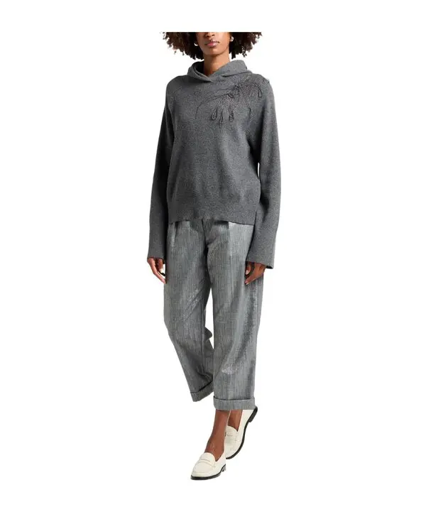 Brunello Cucinelli Midweight Cashmere Knit Hooded Longsleeve Top