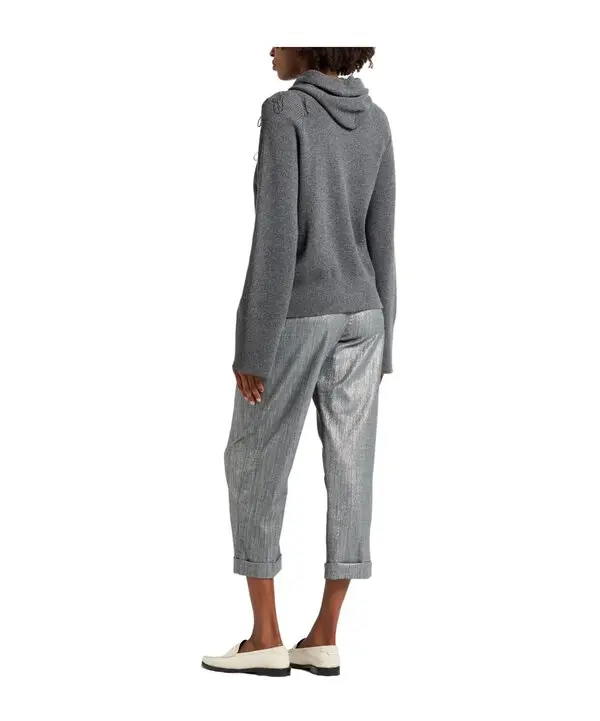 Brunello Cucinelli Midweight Cashmere Knit Hooded Longsleeve Top