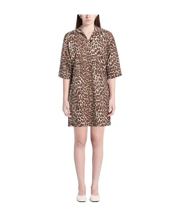 Tory Burch Leopard Print Shirt Dress - Ivory