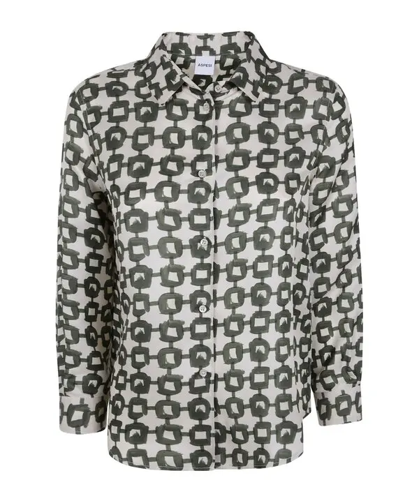 Aspesi Geometric Print Shirt - Black