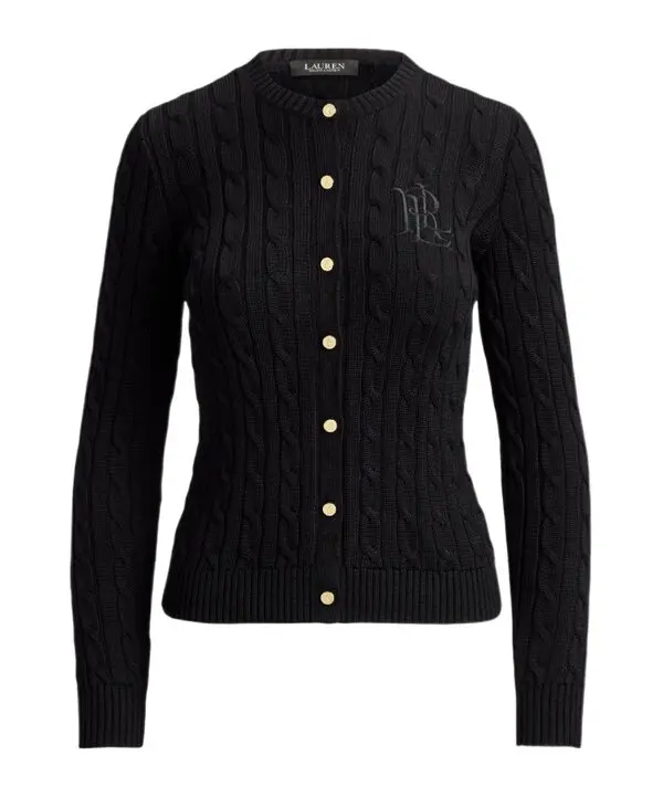 Polo Ralph Lauren Long-sleeved Knitted Cardigan With Embroidered Logo - Black