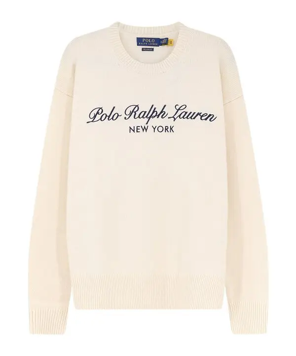 Polo Ralph Lauren Logo Embroidered Crewneck Knitted Jumper - Beige